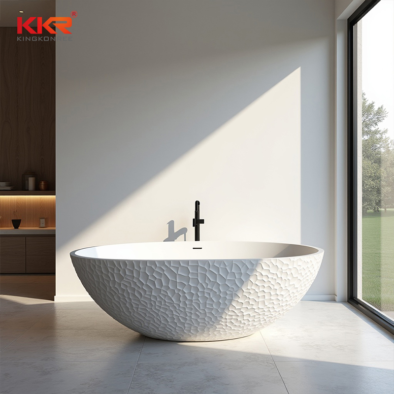 Modern Diamond Texture Solid Surface Freestanding Bathtub KKR-B127 | KingKonree