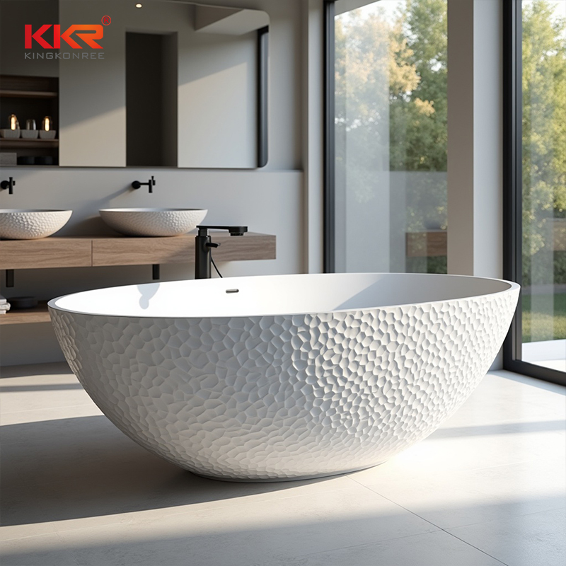 Modern Diamond Texture Solid Surface Freestanding Bathtub KKR-B127 | KingKonree