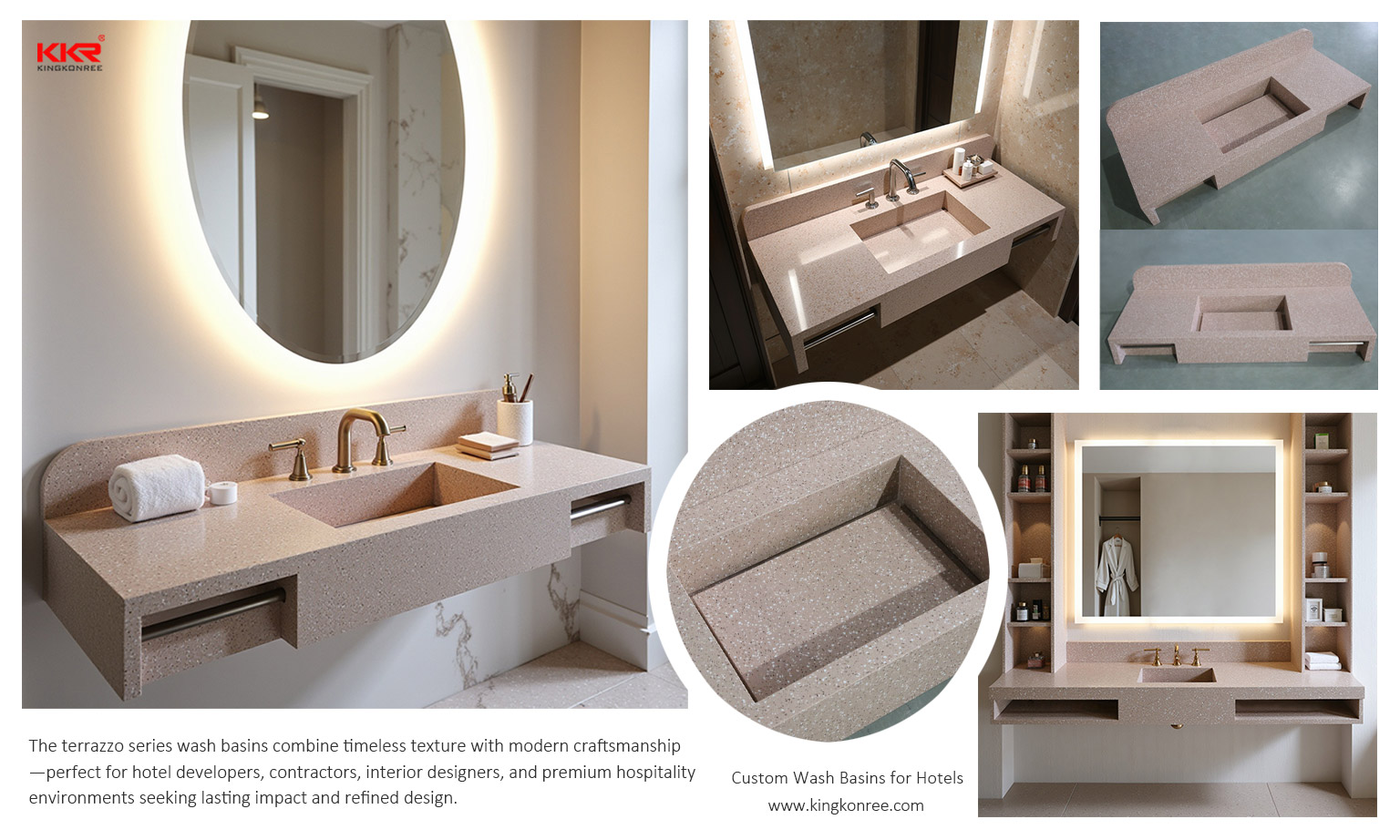 Elevate Hotel Bathrooms with Custom Terrazzo Wash Basins | KingKonree
