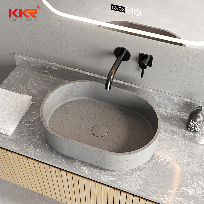 Luxury Solid Surface Sink in Luxe Graphite Finish for Modern Hotel Villa & Apartment Projects ...