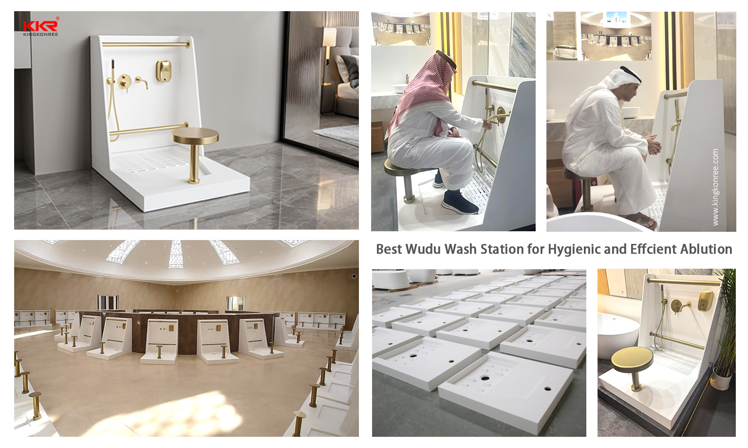 Premium Solid Surface Wudu Wash Station Hygienic Islamic Ablution Sink ...