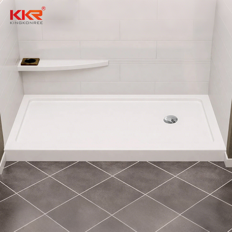 Cultured Marble Shower Pan Durable Solid Surface Shower Base with Non ...