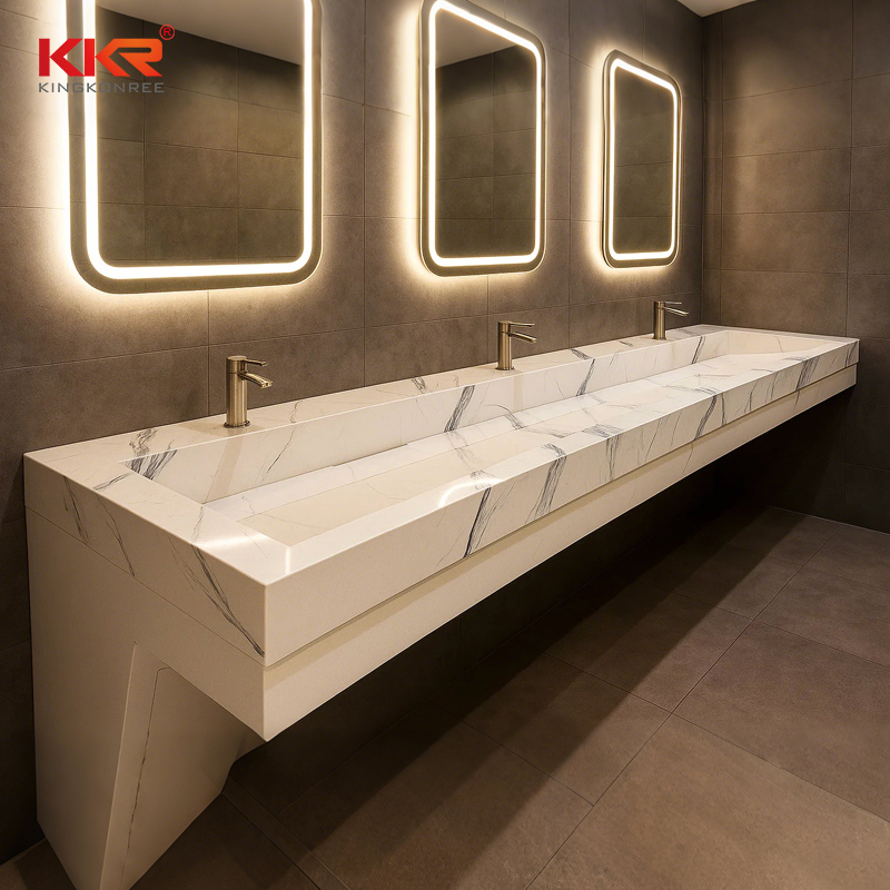 ADA-Compliant Commercial Solid Surface Multi-User Sink Wall-Mounted ...