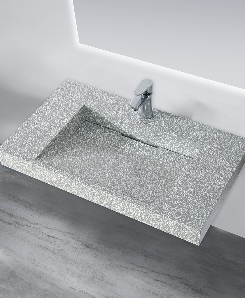 Solid Surface Stone Wall-hung Basin Ramp Sink with Drainage Cover Plate ...