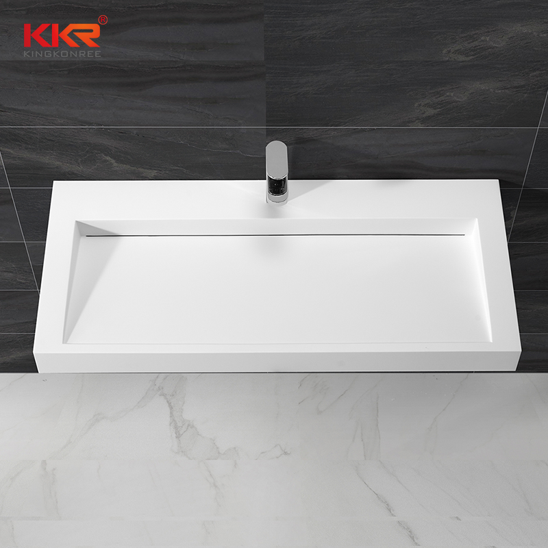 Rectangle Acrylic Solid Surface Wall Hung Basin with Slope Design
