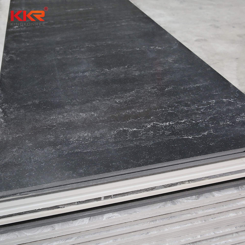 Black Texture Marble Resin Solid Surface Sheet KKR-M8856 | KingKonree