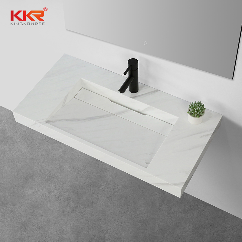 Solid Surface Wall Hung Basin Acrylic Stone Marble Wall Mount Sink | KingKonree