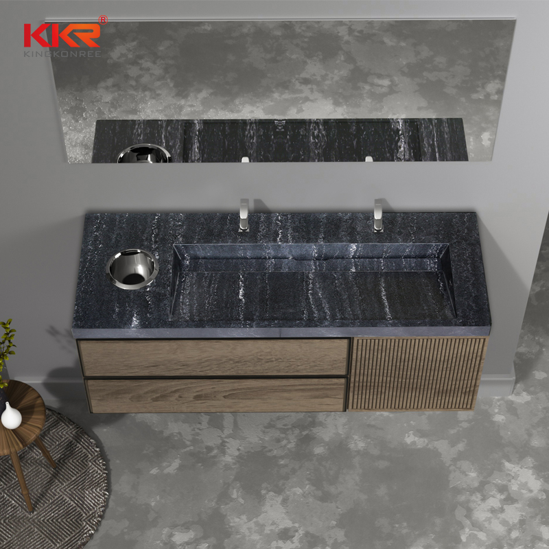 Customized Design Black Marble Sinks Solid Surface Bathroom Wash Basin