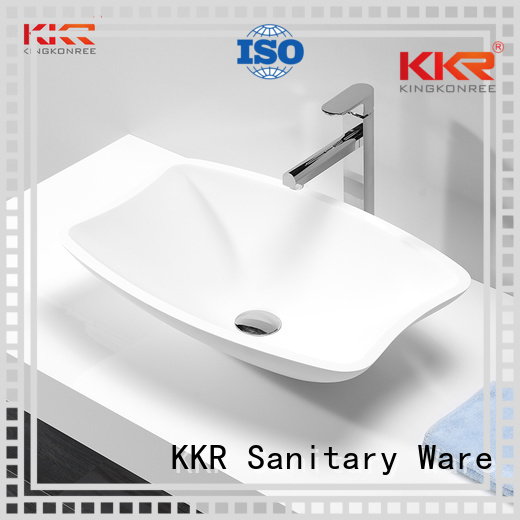 White Polymarble Solid Surface Acrylic Resin Stone Above Counter Basin...