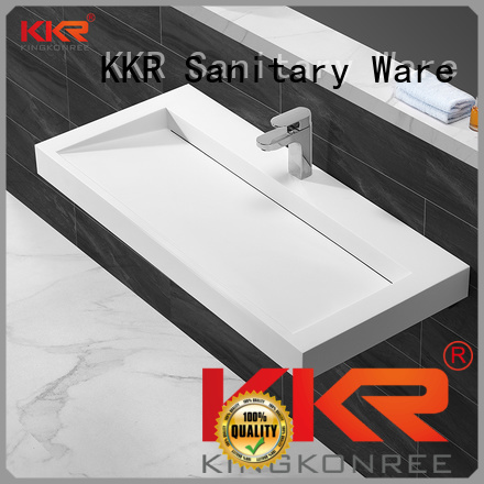 Rectangle Acrylic Solid Surface Wall Hung Basin with Slope Design Kkr ...