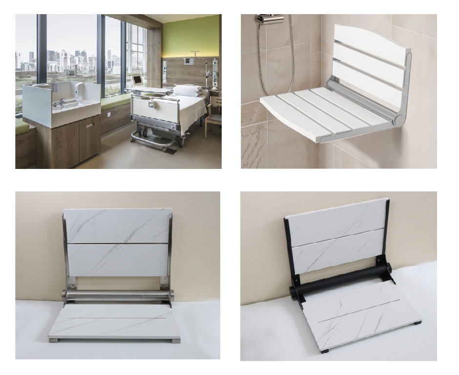 Customized Solid Surface Basins and FoldDown Shower Seat for Hospital Project | KingKonree