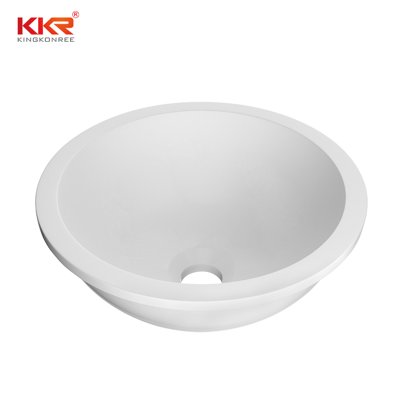 CE Certified Round Solid Surface Undermount Bathroom Sink for Apartment Project | KingKonree