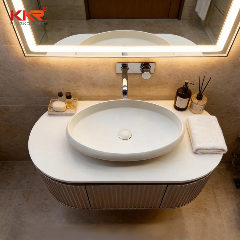 Luxury Solid Surface Hotel Bathroom Vanity with Vessel Sink Custom ...