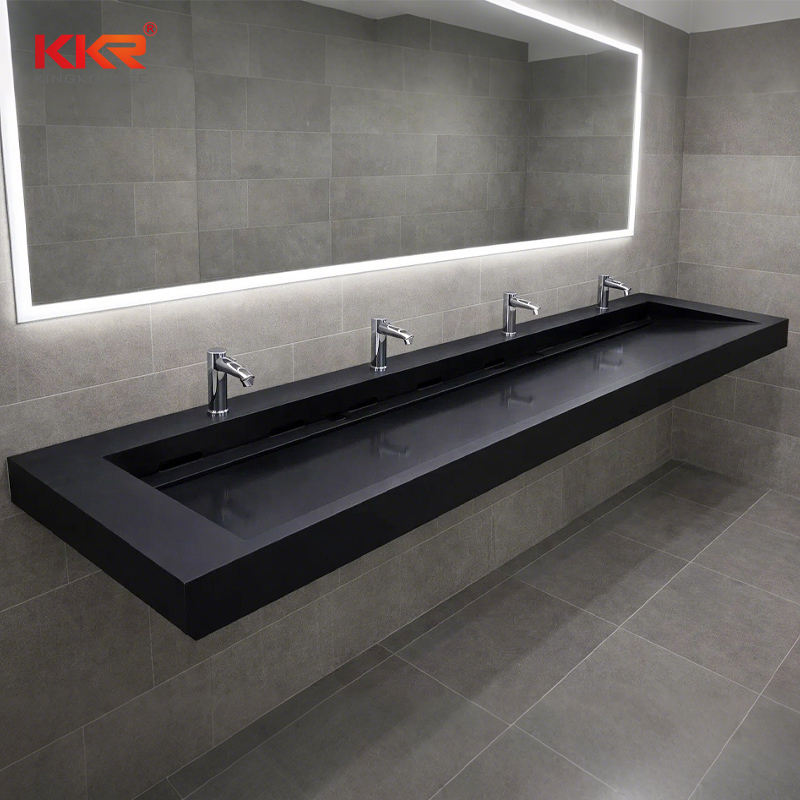 ADA Compliant Trough Sink Multi-User Commercial Hand Wash Basin Matte ...